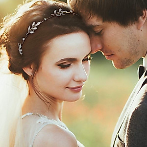 NODG 2 Pieces Leaf Tiaras for Women Silver-Leaf Headbands Crystal Gold Tiaras for Women Bridal Headpiece Wedding Headbands Hair Accessories Jewelry Tiaras and Crowns for Women