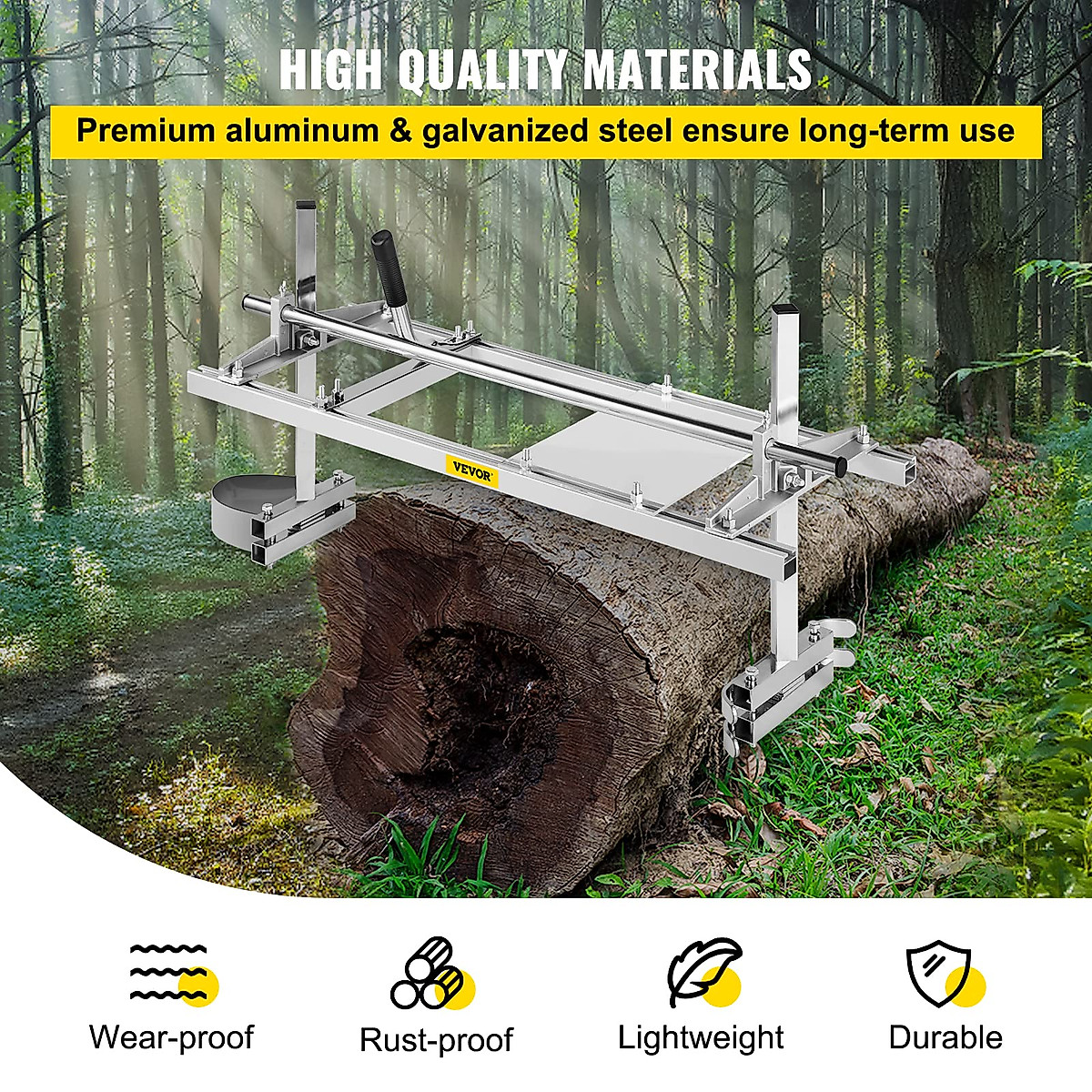 Popsport Chainsaw Mill Planking Milling 14 to 24 Inches Guide Bar Wood Lumber Cutting Portable Sawmill Aluminum Steel Chainsaw Mill for Builders and Woodworkers