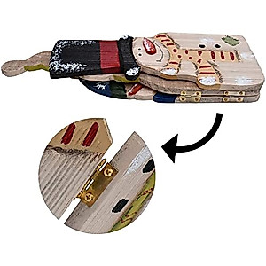 YUMBOR Wood Snowman Folding Screen Antique Table Top Mantel Centerpieces Winter Christmas Indoor Outdoor Decorations 12.5''H