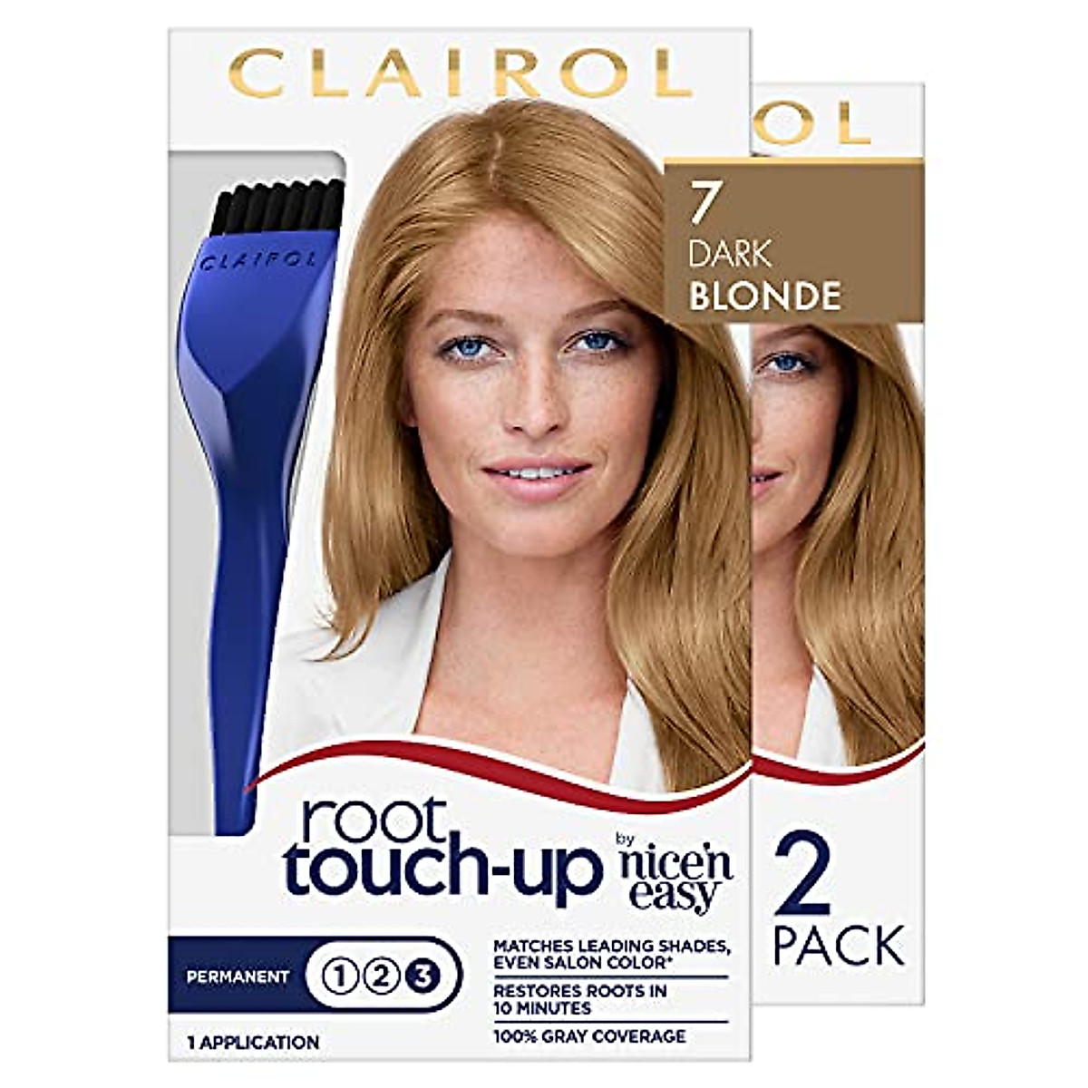 Clairol Root Touch-Up by Nice'n Easy Permanent Hair Dye, 7 Dark Blonde Hair Color, Pack of 2