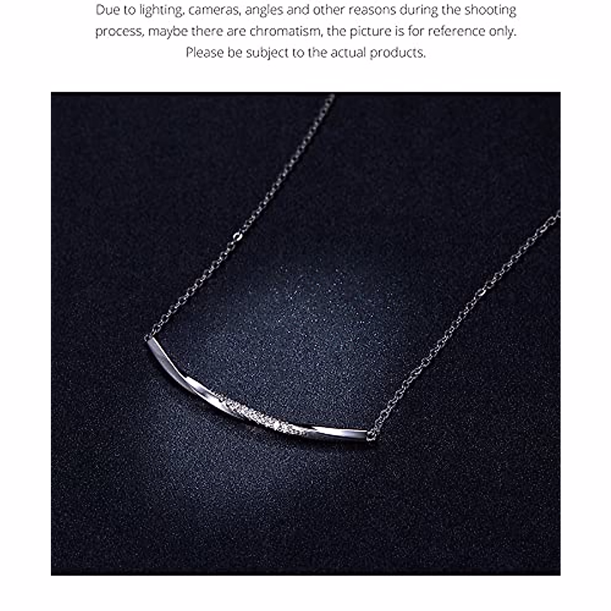 Personalized Necklace with CZ Crystal 925 Sterling Silver Personalized Necklace for Women (Simplicity Smile Bar Necklace)