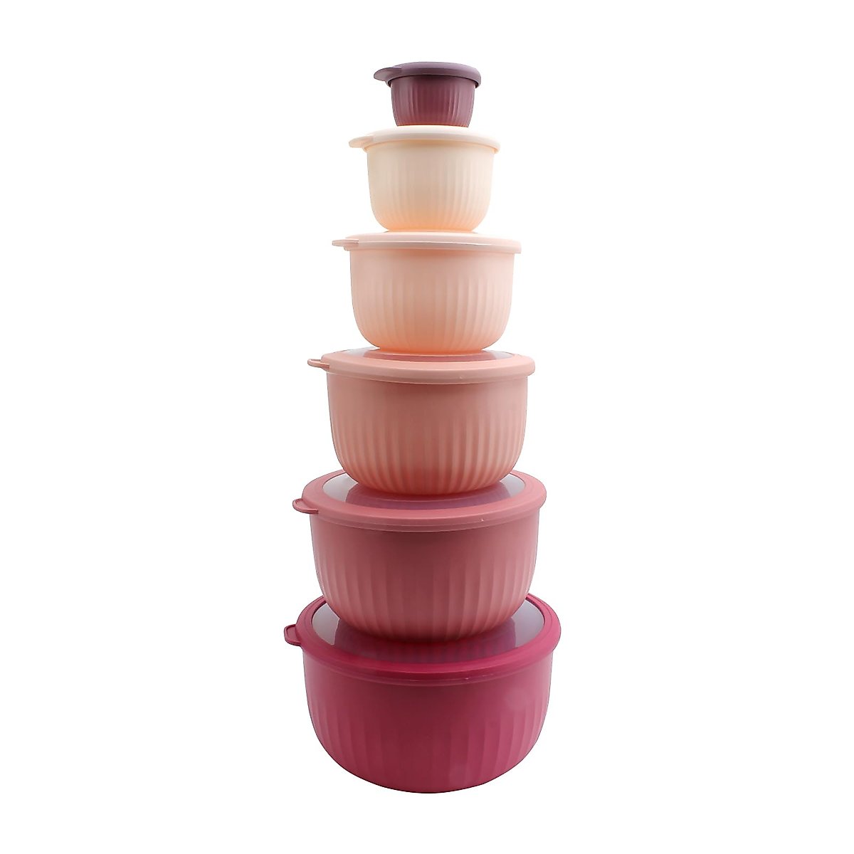COOK WITH COLOR Prep Bowls with Lids- Wide and Deep Nesting Plastic Small Mixing Bowl Set with Lids, 12 Piece Set - Deep Bowls, Rose