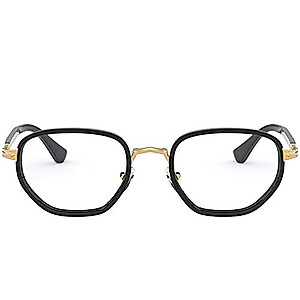 Persol PO2471V Round Prescription Eyewear Frames, Gold/Black/Demo Lens, 50 mm