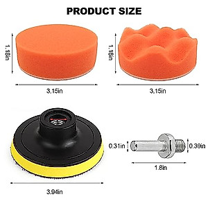 11 Pcs Polishing Pads Kit,3 Inch Sponge Buffing Pads, Buffer for Car Detailing, Polishing Wheel for Drill,Car Buffer Polisher Kit Drill Buffing Kit for Car Polishing, Waxing, Sealing Glaze (11pc)