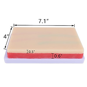 Venipuncture IV Injection Training Pad Model, Silicone Human Skin Suture Training Model, Injection Practice Pad, 4 Veins Imbedded, 3 Skin Layers(7.1" x 4" x 1.1")