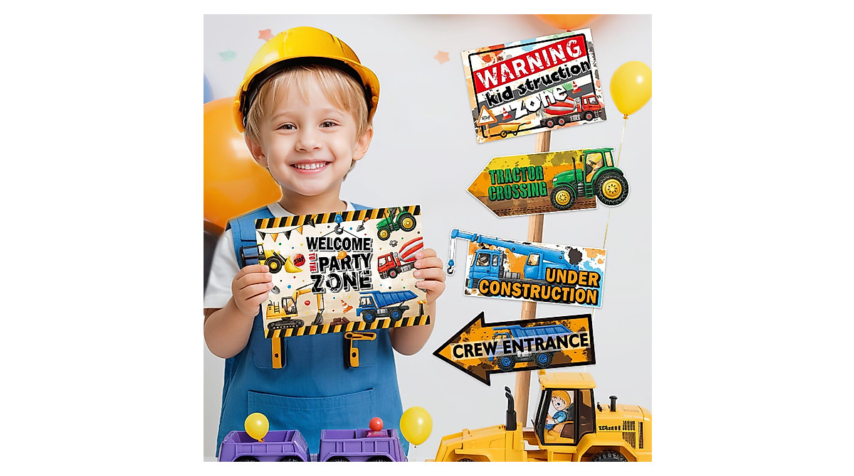 WERNNSAl Construction Truck Party Decorations - 12PCS Construction ...