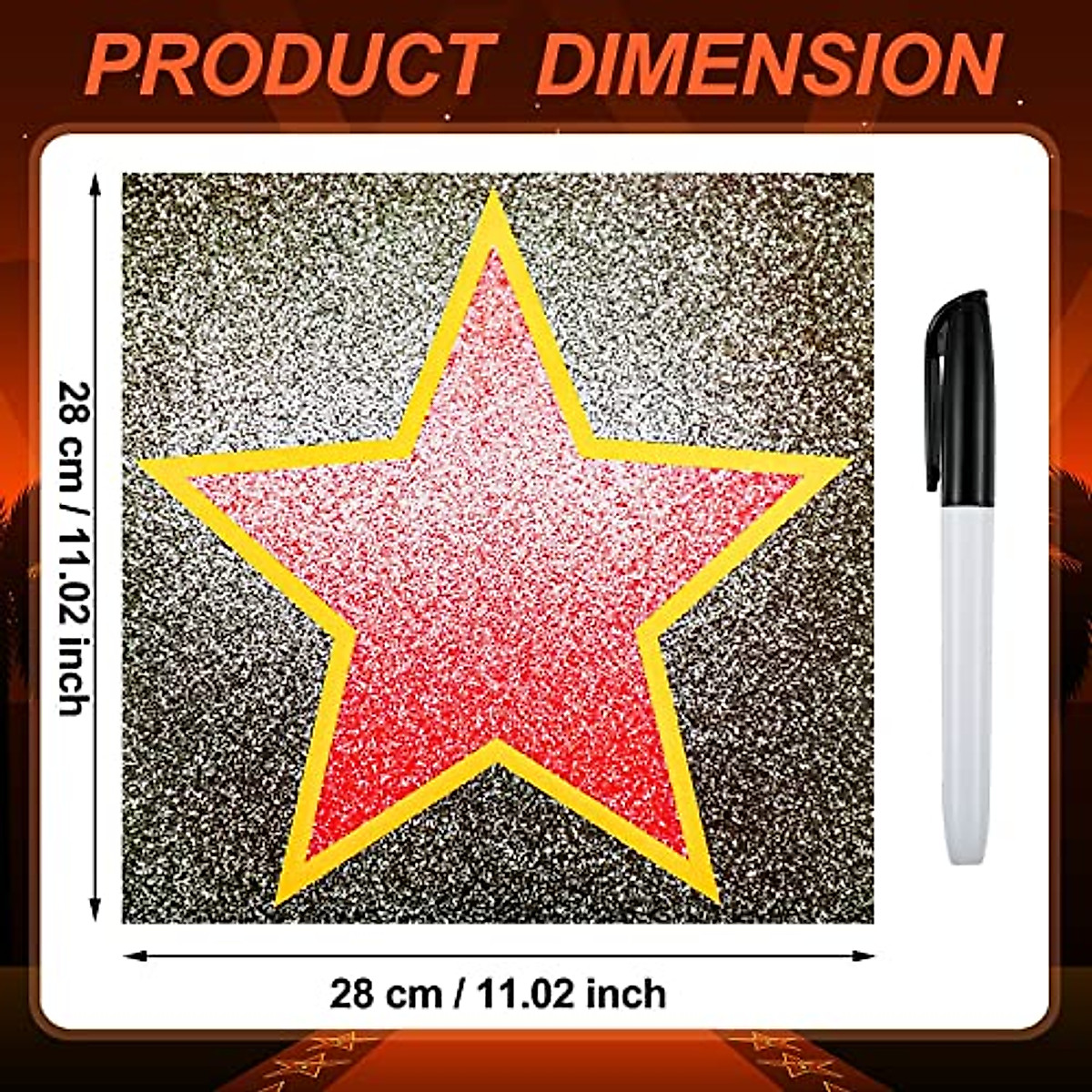 Star Sticker Decor with Black Marker for Movie Theme Red Carpet Oscar Party Decorations(25 Packs)