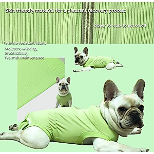 Sychien Dog Recovery Suit Large for Female Spay,Male Post Surgery Recovery Combed Cotton Bodysuit,Green XXL