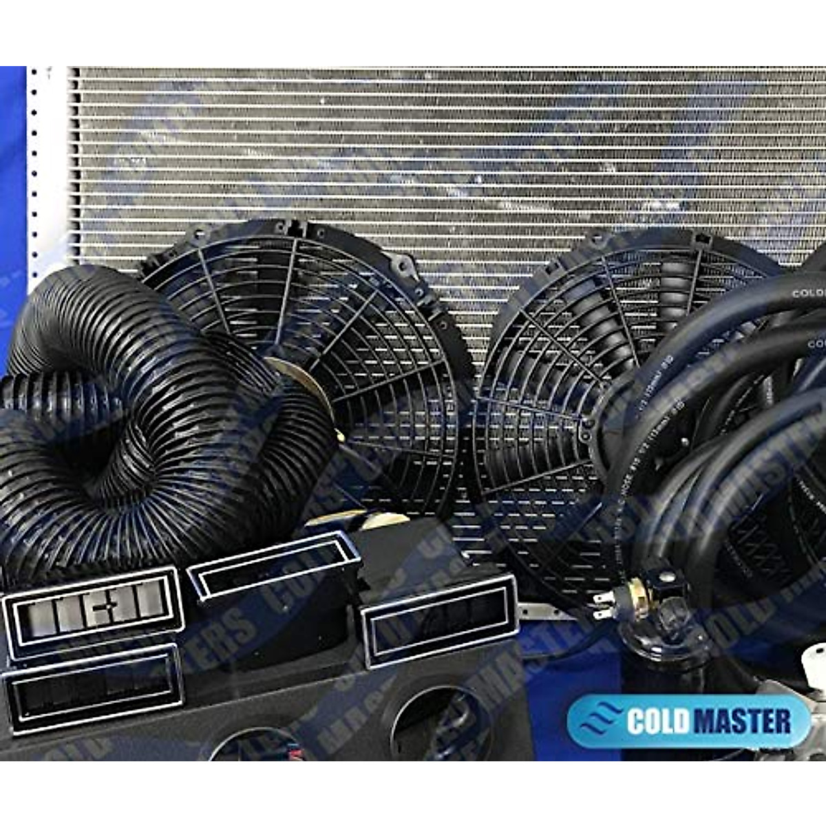 A/C KIT UNIVERSAL UNDER DASH EVAPORATOR HD KIT AIR CONDITIONER 12V 450A-000LR-C CHROME RECTANGULAR LOUVERS
