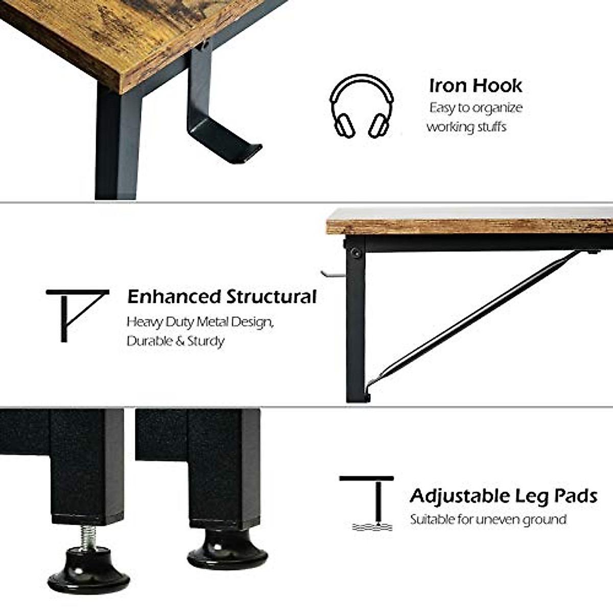 Lufeiya 31 31 inch Small Computer Desk Brown and White Set