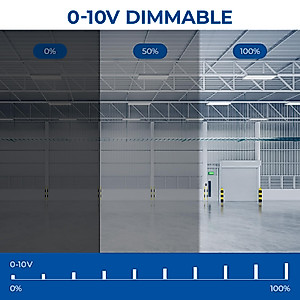 CINOTON 4FT 210W LED Shop Light with 28350LM,0-10V Dimmable Linear High Bay Lighting with 5000K120-277V 135LM/W Commercial Bay Lights for Garage Office Warehouse Workshop Factory UL Listed 10 Pack