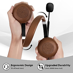 Arama USB Headset with Microphone Noise Cancelling & in-line Call Controls, Ultra Comfort 3.5mm Wired Headset for Cell Phone, Computer Headset with Mute for PC Laptop Skype Webinar Home Office