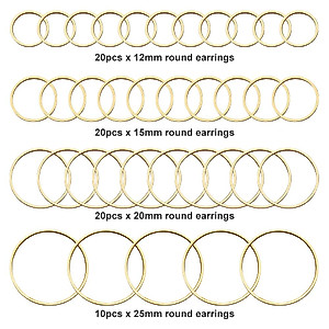 70pcs Earrings Beading Hoop Earring Finding Round Earring Circle Round Beading Hoop Open Bezel Pendant Frame for Jewelry Making