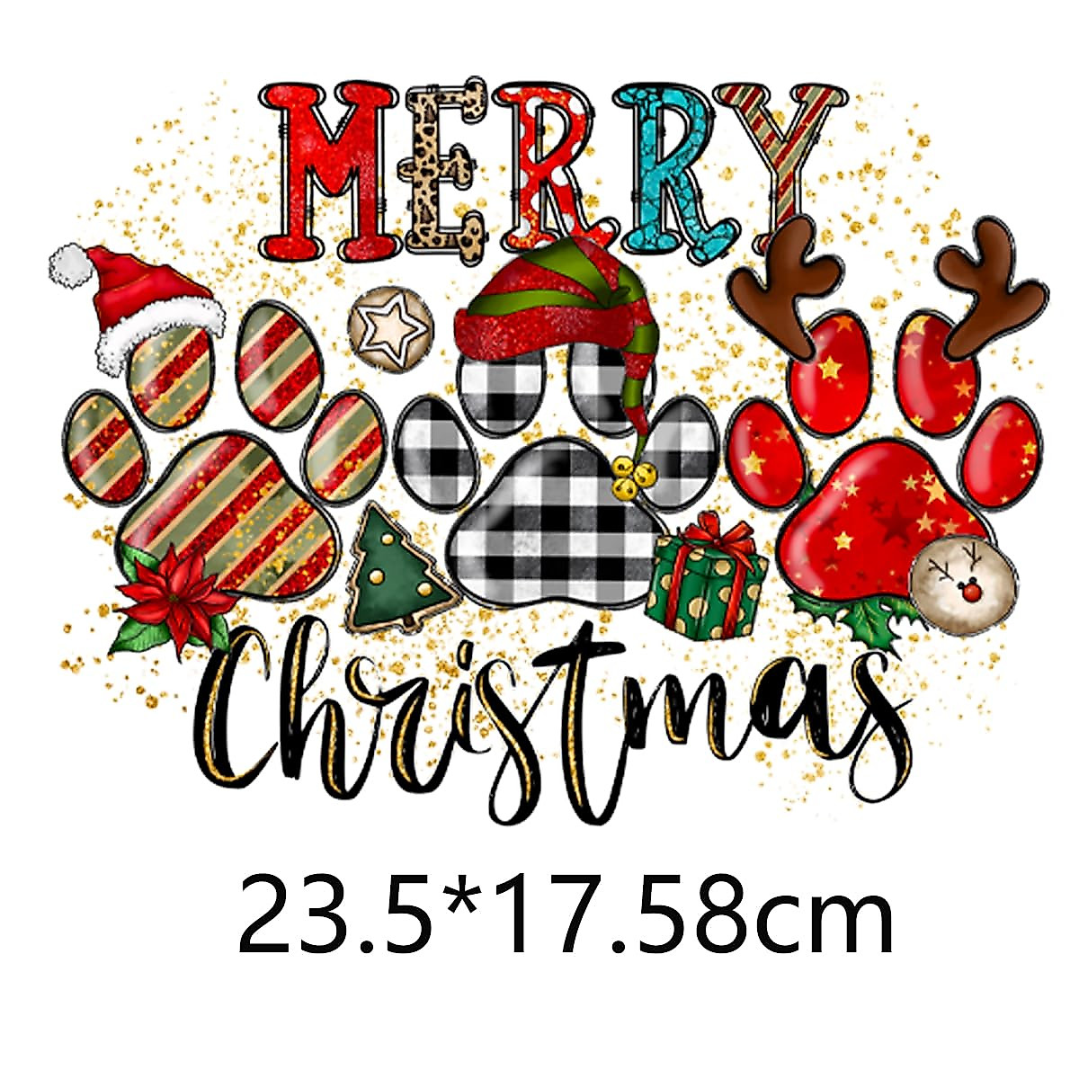 2 Sheets Christmas Iron On Transfers Christmas Iron on Decals Patches for Clothing Funny Design Season Heat Transfer Stickers for T-Shirts New Year Holiday Clothes DIY Applique Decor