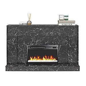 CosmoLiving by Cosmopolitan Liberty Mantel Fireplace, Black Marble
