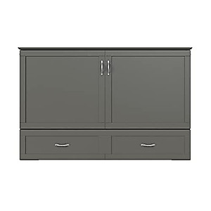 AFI Hamilton Murphy Bed Chest with Charging Station & Mattress Queen Grey