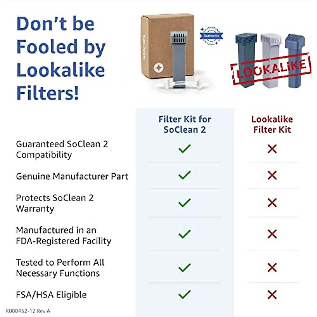 SoClean Genuine Replacement Cartridge Filter Kit for SoClean 2 Machines | Includes One Filter Cartridge and One Check Valve | Authentic OEM Part with Full Warranty | New Eco-Friendly Packaging