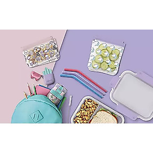 Ello Kids Lunch Box, Straws , Zip Bag and Water Bottle Lunch Pack Set 13-Piece - Lilac (6505599951)