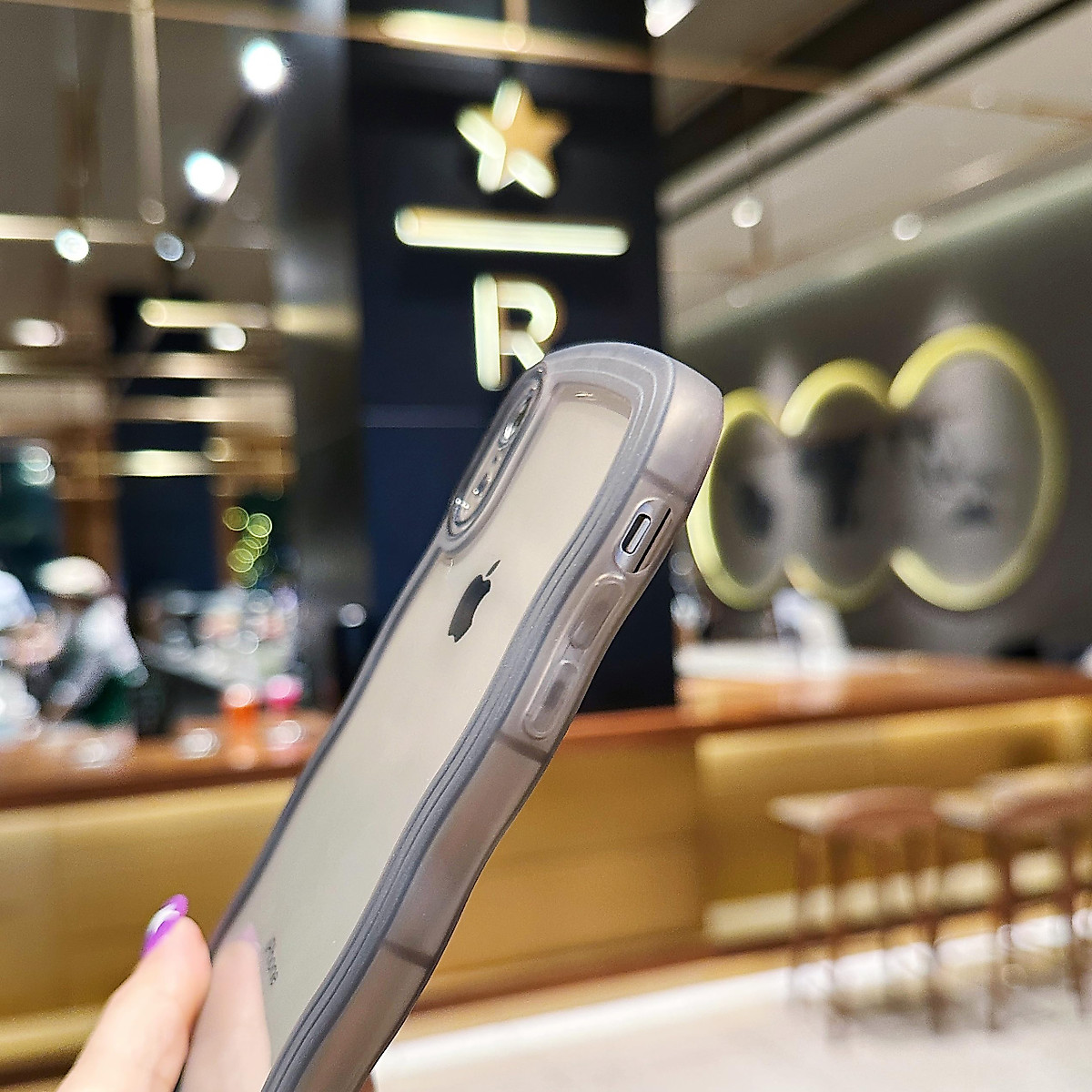 XIQI Compatible with iPhone XR Case 6.1", Cute Kawaii Curly Wave Frame Shape Soft Silicone Shockproof Protective Phone Cover for Women Girls, Clear/Yellow