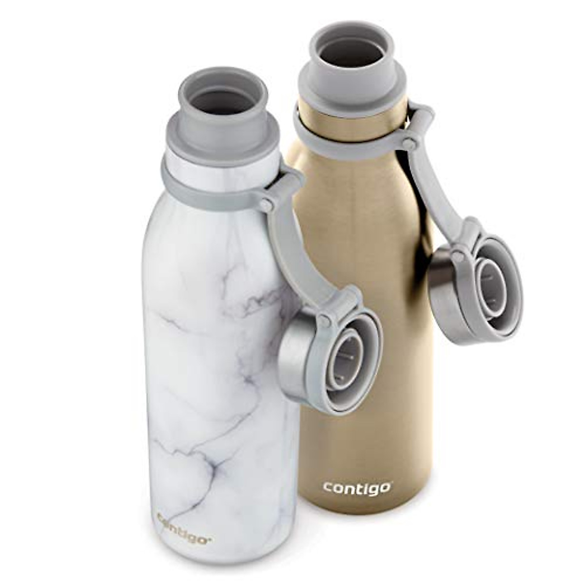 Contigo Couture Collection, 2 Pack – Contigo Stainless Steel Water Bottles, 20 oz, Marble/Champagne