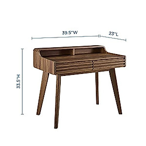 Modway Render Mid-Century Modern Writing Desk in Walnut