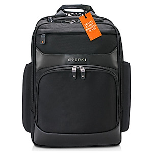 EVERKI Onyx Premium Business Executive 15.6-Inch Laptop Backpack, Ballistic Nylon and Leather, Travel Friendly (EKP132),Black