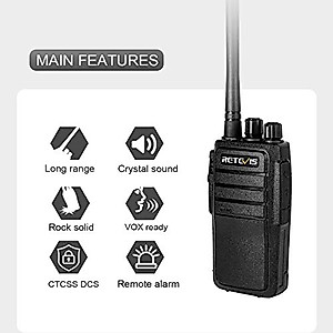 Retevis RT21 2 Way Radio Long Range, Walkie Talkies for Adults, Heavy Duty Rechargeable Two Way Radios with Six-Way Charger, for Manufacturing Education Government(6 Pack)