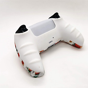 Skin for PS5 Controller Grips, Silicone Case Cover for PlayStation 5 Anti-Slip Protector with 10pcs Thumb Joysticks Caps (Flower)