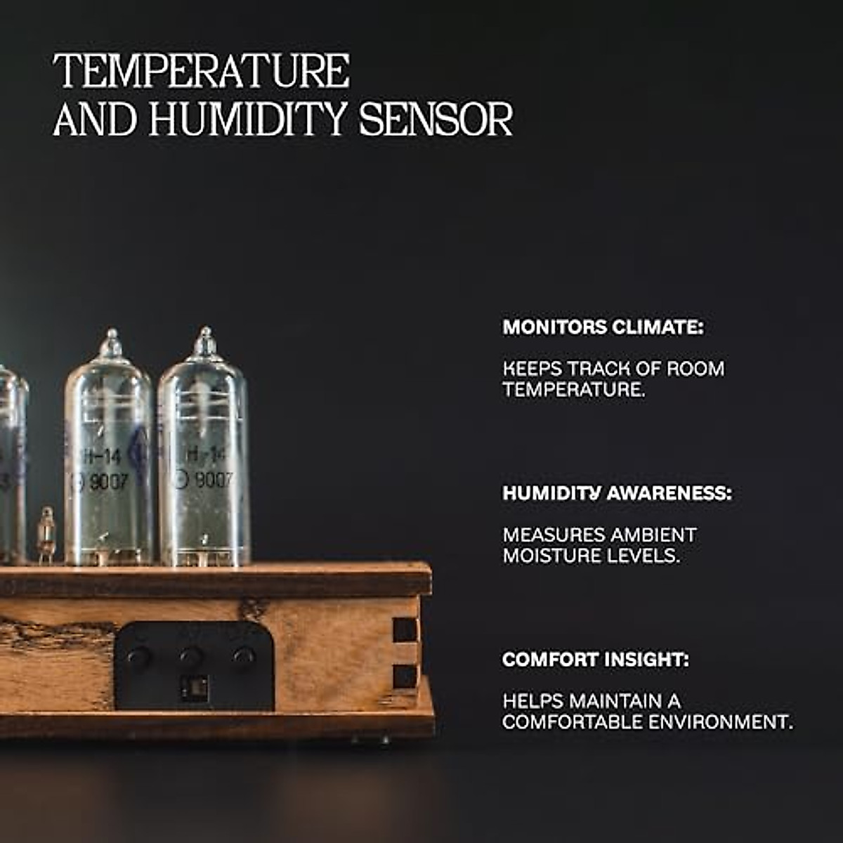 Authentic Nixie Tube Clock Bundle with Spare IN-14 Nixie Tube, Motion Temperature Humidity Sensors, Dual RGB LED Backlight, Alarm Clock, Visual Effects, Replaceable Nixie Tubes, Made in Ukraine
