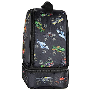 INTIMO Monster Jam Grave Digger Megalodon Pirate's Curse Dual Compartment Lunch Box Bag