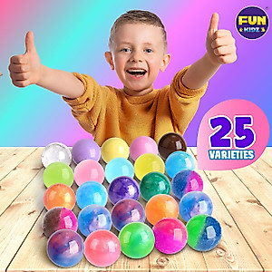 25 Variety Slime Balls Party Favors for Kids, FunKidz Bulk Premade Slime Pack Gift Toys for Girls Boys 6-12 with Galaxy, Butter, Cloud, Unicorn, Mermaid, Glow, Clear Slimes