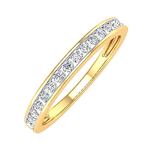 1/4 Carat Channel Set Diamond Anniversary Wedding Band in 10K Yellow Gold - IGI Cert (Ring Size 11)
