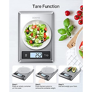 RENPHO Digital Food Scale, Kitchen Scale Weight Grams and oz for Baking, Cooking and Coffee with Nutritional Calculator for Keto, Macro, Calorie and Weight Loss with Smartphone App, Stainless Steel