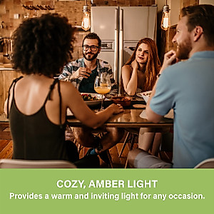 Sigalux ST19 Dimmable LED Filament Edison Light Bulbs, 60W Equivalent, 9W, Warm White, 6 Pack, CRI90, 700LM, Antique Amber Glass, E26, UL Listed