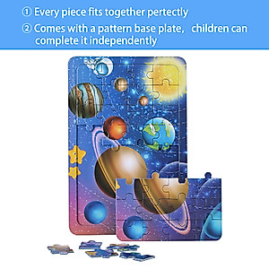 WEIFF Jigsaw Puzzles for Kids Ages 3-8, 4 Puzzlesx32 Piece Preschool Educational Learning Toys Set for Toddler Valentines Children's Day Birthday Gift Easter- Ocean Forest Animal Dinosaur Alien Planet