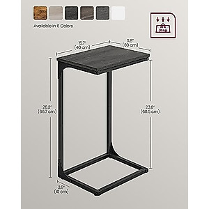 VASAGLE C-Shaped End Table, Side Table for Sofa, Couch Table with Metal Frame, Small TV Tray Table for Living Room, Bedroom, Misty Gray and Black