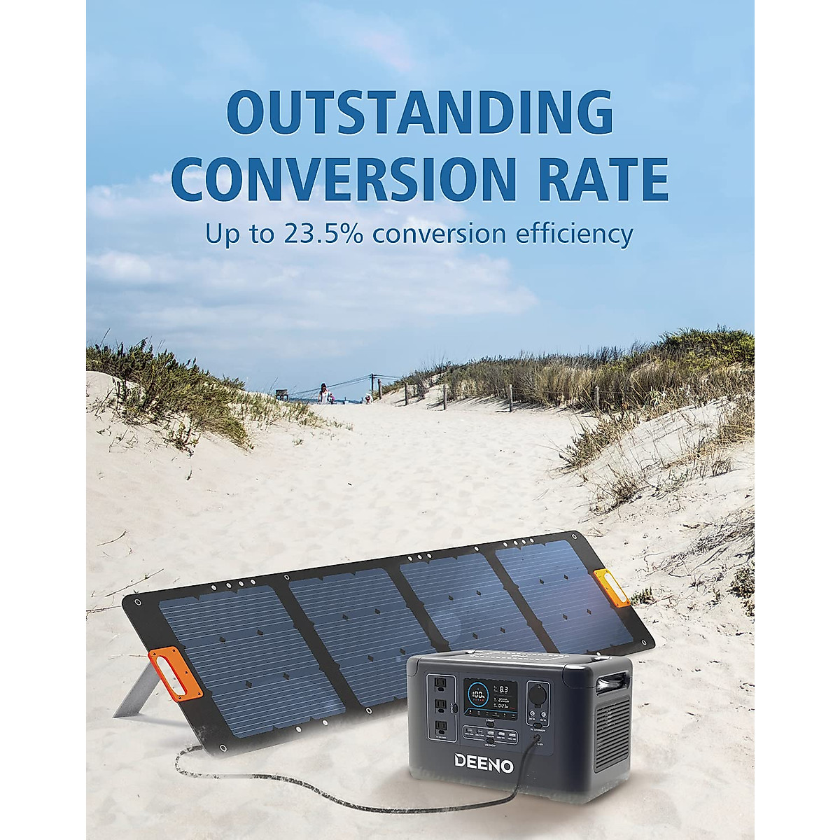 DEENO 200W Portable Solar Panel for X1500 Power Station, Foldable IP68 Waterproof Solar Panel kit for Outdoor Camping, Portable Power Station