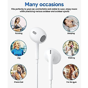 2 Pack Earphones for iPhone,Headphones,in-Ear Stereo Noise Isolating Earbuds, Mic and Volume Control Compatible with iPhone 14/14 Pro/13/13 Pro/12/12 Pro/SE/11/11 Pro Max/XS Max/X/XR/8/7