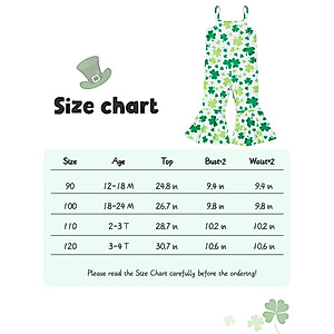 Sinda Toddler Baby Girl St. Patrick's Day Outfit Lucky Clover Print Sleeveless Bell-bottom Pants St.Patrick's Day Jumpsuit
