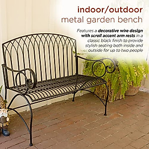 Alpine Corporation Alpine 44" L Indoor/Outdoor 2-Person Classic Metal Garden, Black Bench