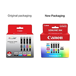 Canon CLI-251 BK/CMY 4PK Compatible to MG6320, iP7220, MG5420, MX922, MG7120, MG6420, MG5520, iX6820, iP8720, MG7520, MG6620, MG5620