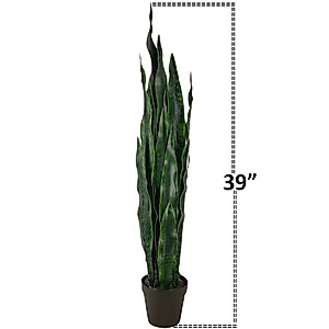 Ailimama Artificial Snake Plant 39In Green Fake Sansevieria, Perfect Faux Plants for Home Garden Office Store Decoration