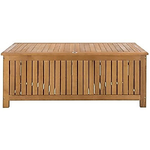 SAFAVIEH PAT7037A Outdoor Collection Abri Teak 47.63" Cushion Deck Box
