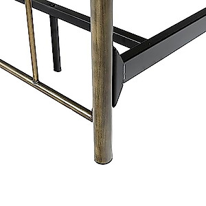 Walker Edison Vintage Antique Metal Iron Pipe King Size Bed Headboard Footboard Bed Frame Bedroom, King, Bronze
