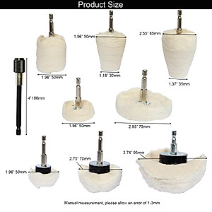 10pcs Cotton Polishing Wheel Kit for Drill, Buffing Wheels for Aluminum Polish, Chrome,Stainless Steel,Metal,Car Detailing Drill Polishing Kit with 1/4" Hex Shafts (10)