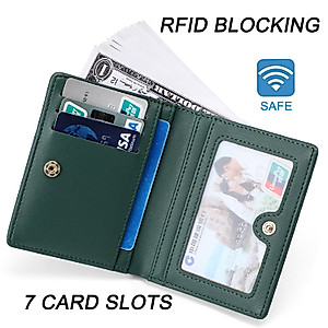 Altally Small Women Wallet RFID Blocking Bifold Pocket Wallet Slim Compact Ladies Purse Mini Wallets For Women (Dark Green)