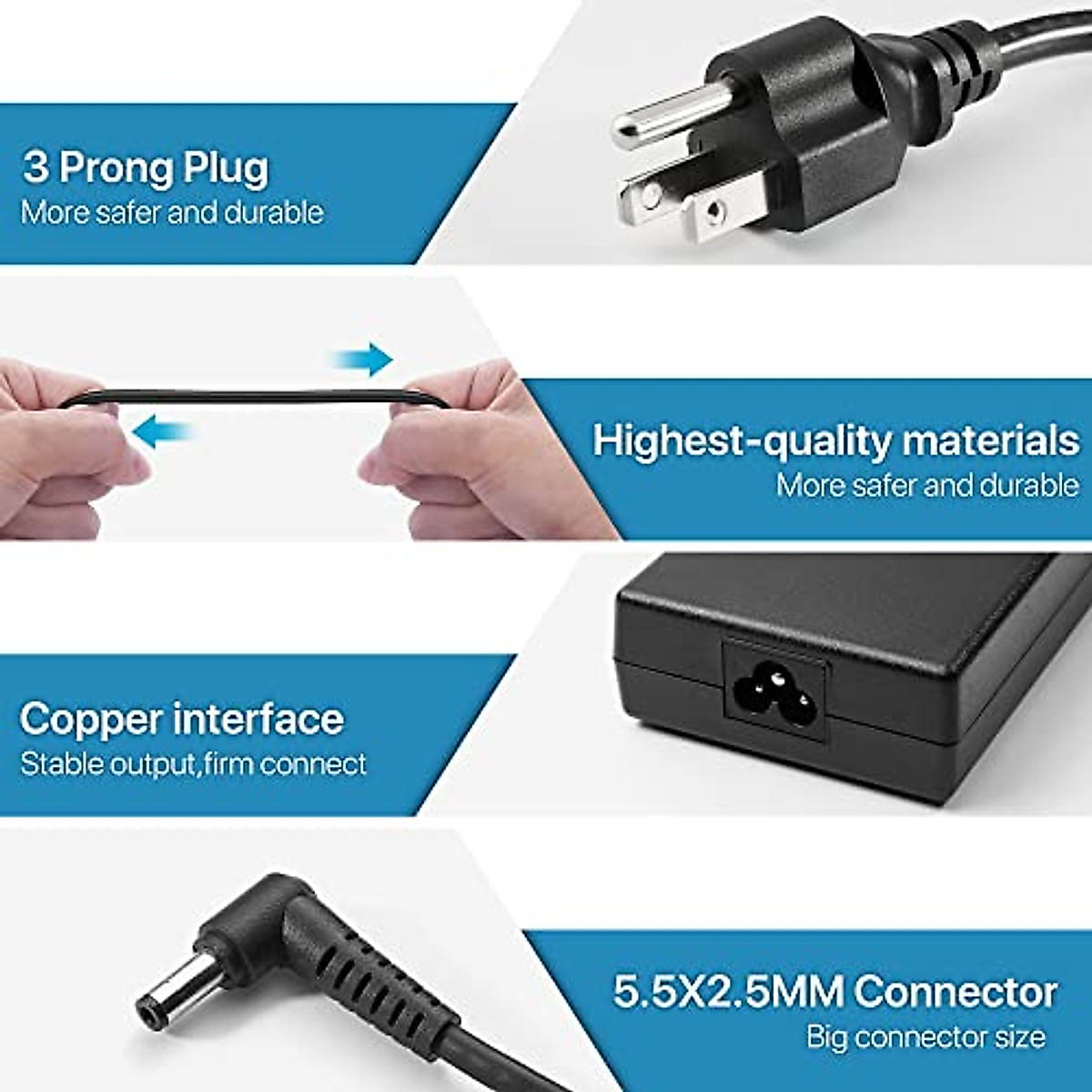 Laptop Charger for Msi Charger 180W Msi GS40 GS60 GS70 GS65 GS63 GS63VR GT60 GT70 GL62M GL72M GE60 GE62 GE72 GS73VR Gaming Laptop MSI Power Supply Cord