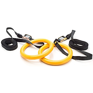 NAYOYA Gymnastic Rings Workout Set with Adjustable Straps for Full Body Strength Training and Bodyweight Crossfit Exercise