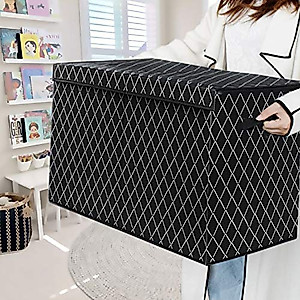 Toy Chest Box Organizer Bins for Boys Girls, Kids Large Collapsible Storage Box Container Sturdy with Fabric Flip-Top Lid & Handles for Clothes,Blanket,Nursery,Playroom,Bedroom,Stuffed Animals 24.5x13x16 (Black)