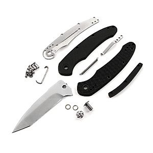 EZSMITH Folding Knife Kit - (Assisted Opening) - Modern Tanto Blade - (Parts Kit) - (w/Black G10) - (3D Textured Handles) - (Gift Boxed)